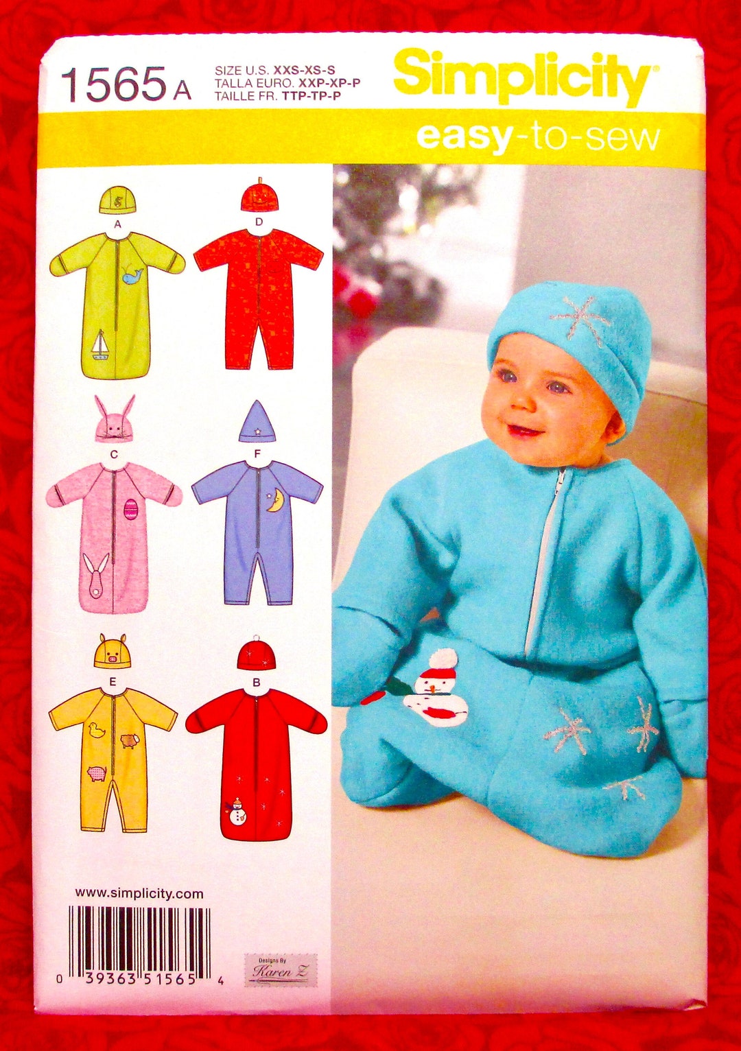 Simplicity Easy Sewing Pattern 1565, Baby Bunting, Romper, Hats ...