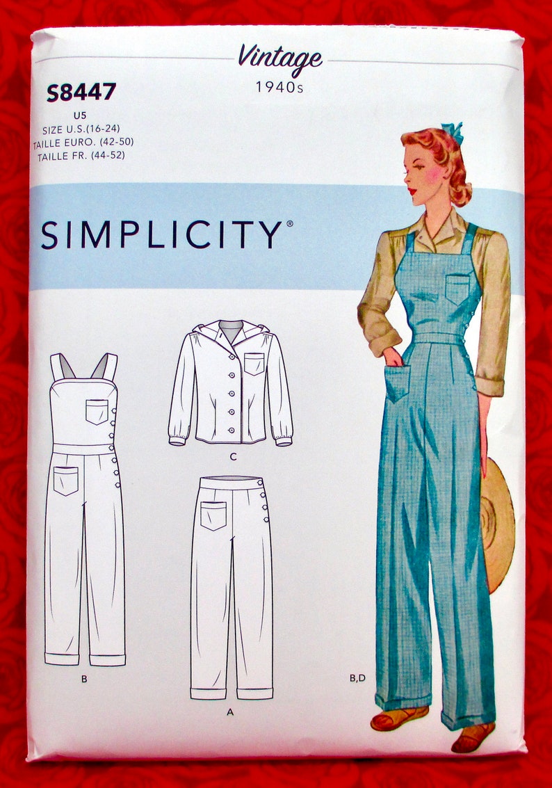 Simplicity Sewing Pattern S8447 1940's Retro Overalls | Etsy