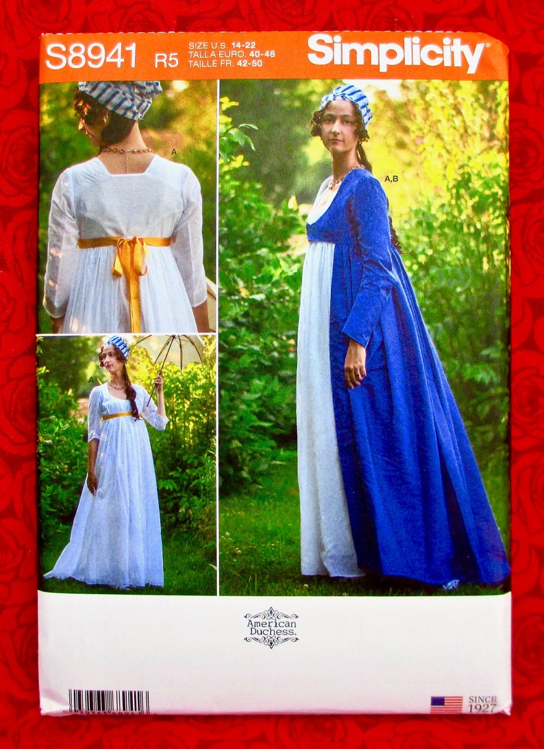 Simplicity S8941 Sewing Pattern Regency Gown & Coat Empire - Etsy