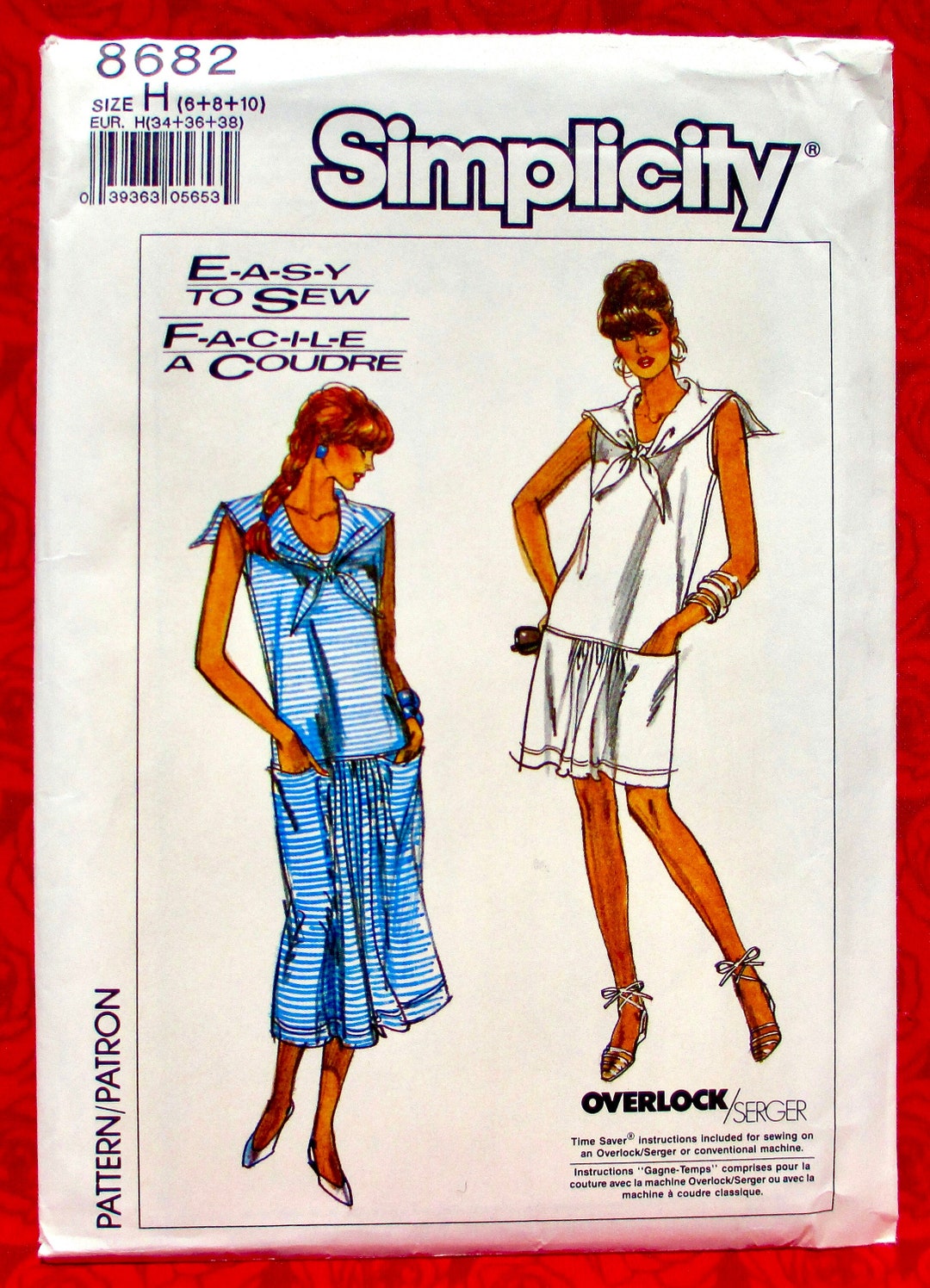 Simplicity Easy Sewing Pattern 8682, Drop Waist Knit Dress, Sleeveless ...