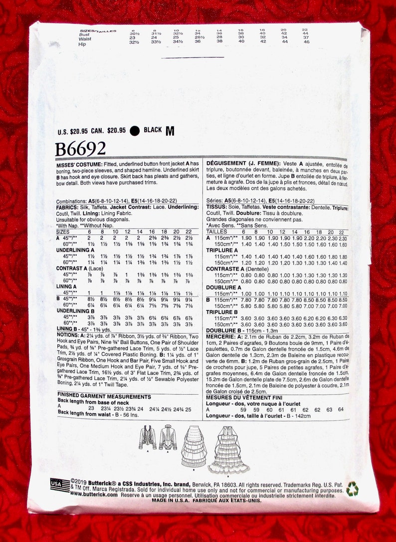 Butterick Sewing Pattern B6692 Victorian Suit Jacket Skirt | Etsy