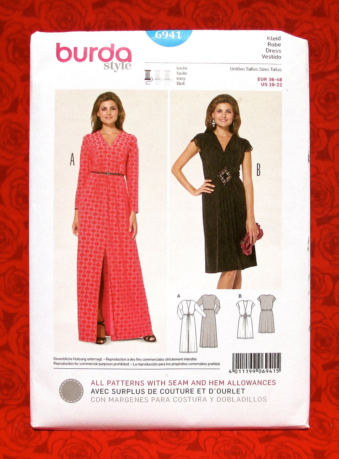Burda Sewing Pattern 6941 Evening Gown, Special Occasion Dress, Sizes ...