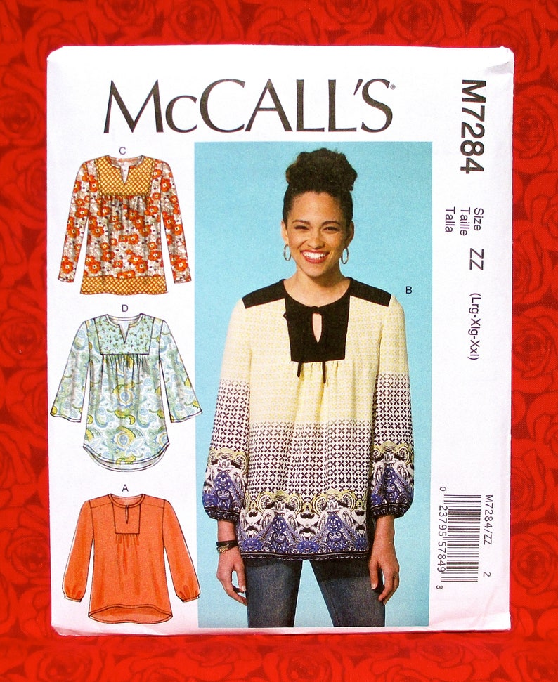 Mccall's Easy Sewing Pattern M7284 Tunic Top Loose | Etsy