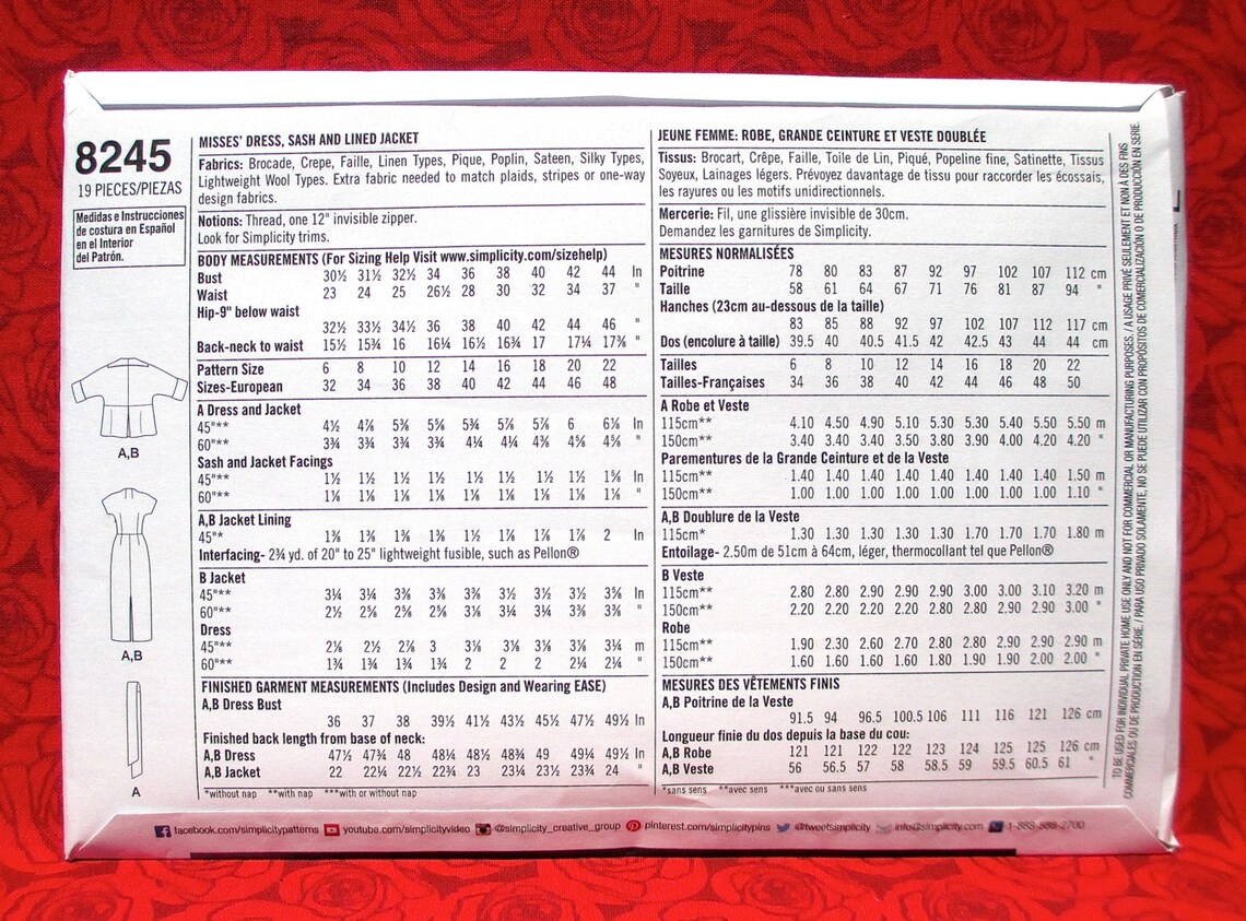 Simplicity Sewing Pattern 8245 Dress Jacket Sash 1950's - Etsy