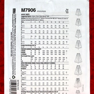 Mccall's Easy Sewing Pattern M7906 Pleated Skirts, Button Front, Short ...