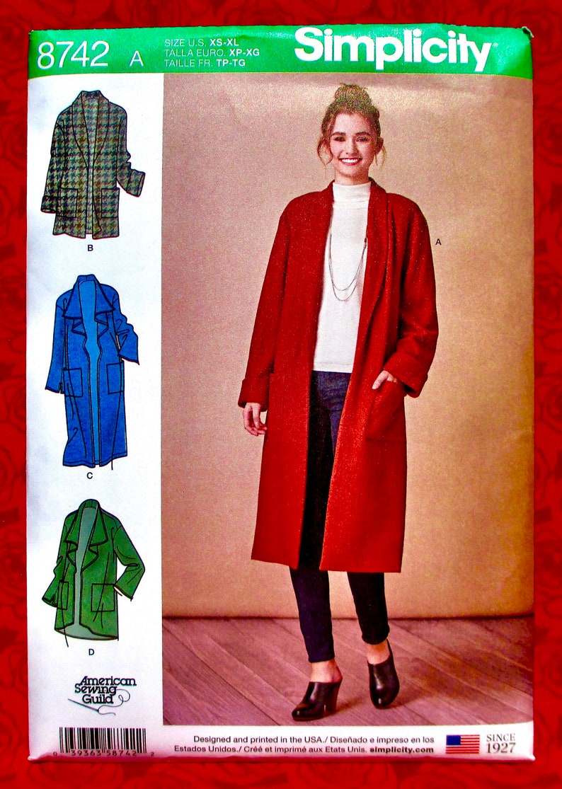 Simplicity Sewing Pattern S8742 Cardigan Coat Jacket Shawl | Etsy