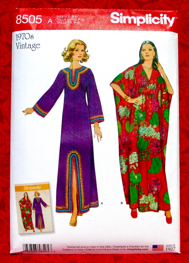 Simplicity Sewing Pattern 8505 Caftan, Long Maxi Robes, Casual ...
