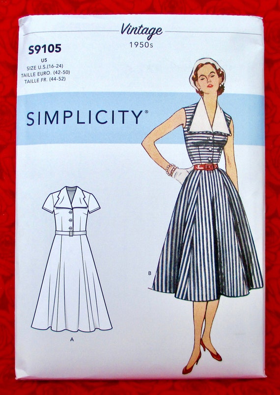 Sewing & Fiber Misses' Vintage Dress With Detachable Collar Sizes 6-8 ...