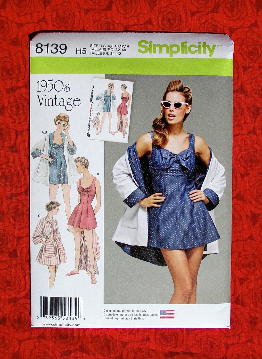 Simplicity Sewing Pattern 8139 Bathing Dress, Beach Coat, Swimsuit ...