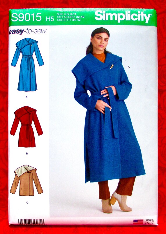 Simplicity Sewing Pattern S9015 Wrap Coat Jacket Oversize | Etsy