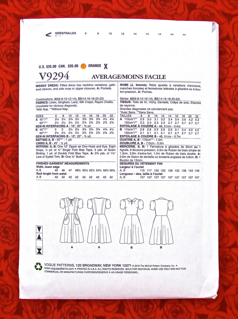 Vogue Sewing Pattern V9294 1930's Fit Flare Dress Short - Etsy