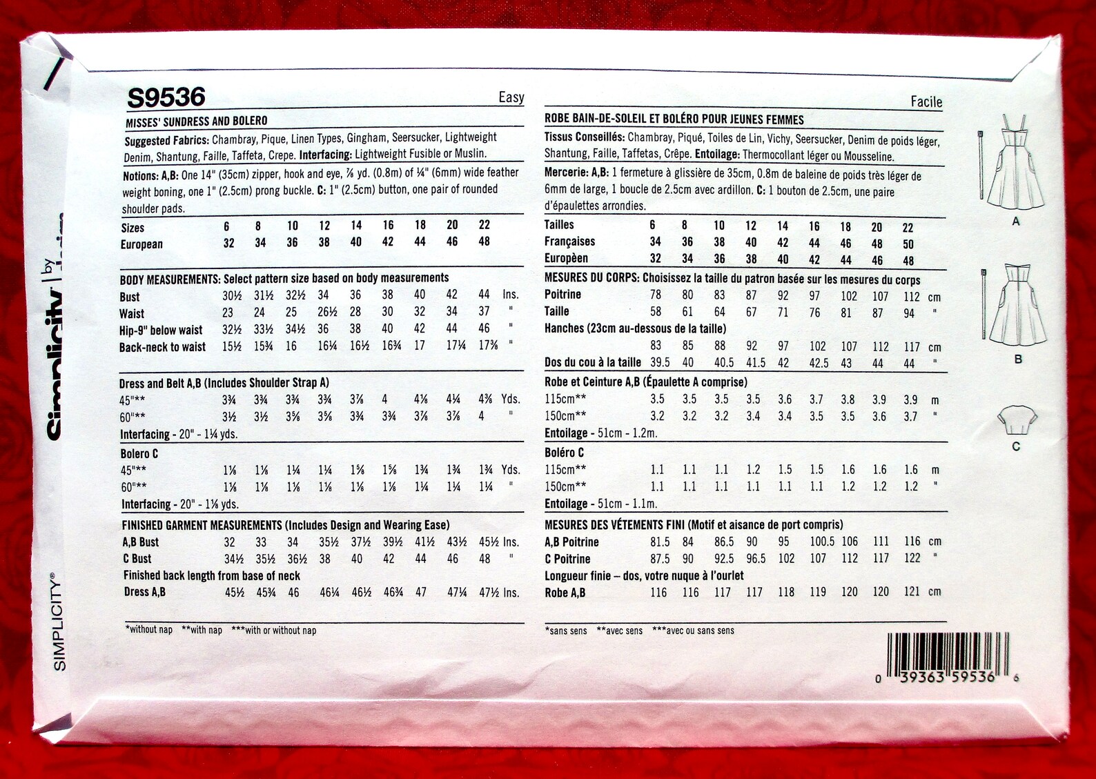 Simplicity Sewing Pattern S9536, 1950's Sundress, Bolero Jacket ...