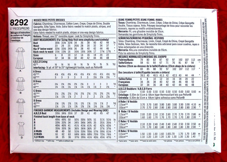 Simplicity Sewing Pattern 8292 Special Occasion Dress Evening - Etsy