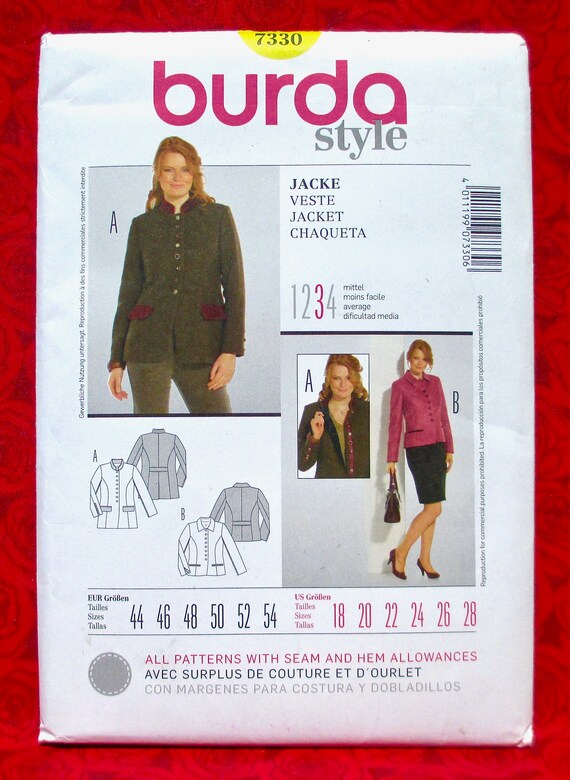Burda Sewing Pattern 7330 Princess Seam Fashion Jacket Long - Etsy