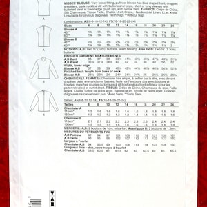 Vogue Sewing Pattern V1902, 1980's Loose Fit Blouse, Short & Long ...