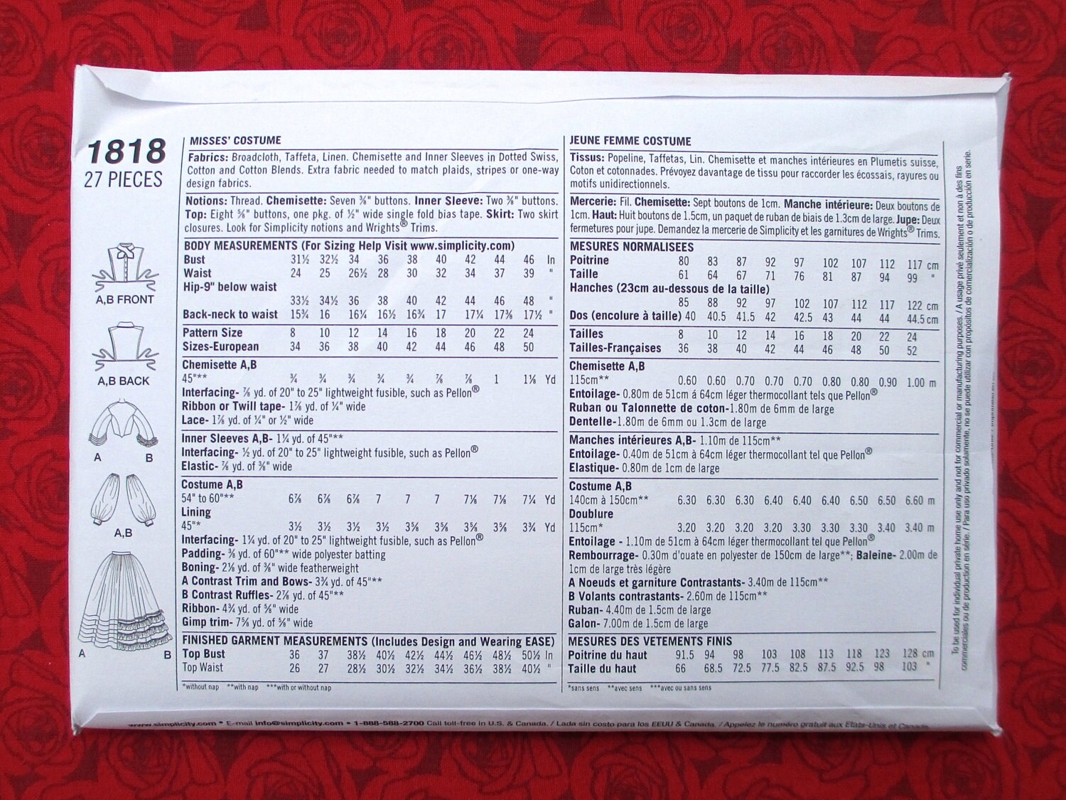 Simplicity Sewing Pattern 1818 Victorian Dress Ball Gown - Etsy