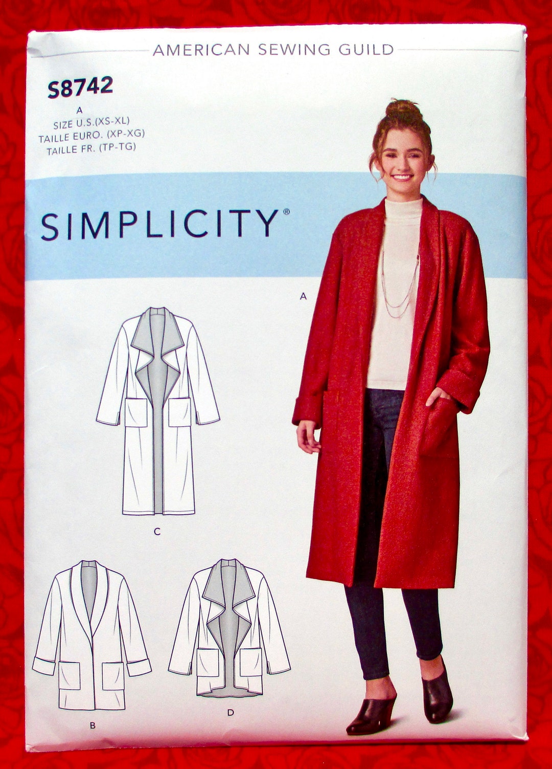 Simplicity Sewing Pattern S8742 Cardigan Coat Jacket, Shawl Collar ...