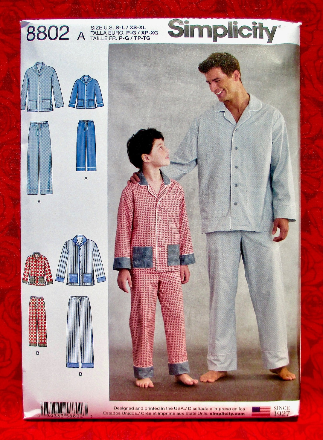 Simplicity Sewing Pattern 8802 Lounge Pants, Shirt, Pajamas, Men & Boy ...