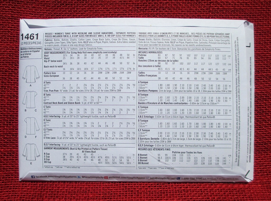 Simplicity Sewing Pattern 1461 Tunic Top Blouse Women Plus | Etsy