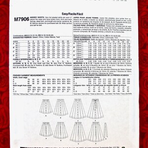 Mccall's Easy Sewing Pattern M7906 Pleated Skirts, Button Front, Short ...