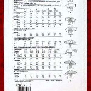 Mccall's Easy Sewing Pattern M7325, Tunic Top, Gathered, Loose Fitting ...