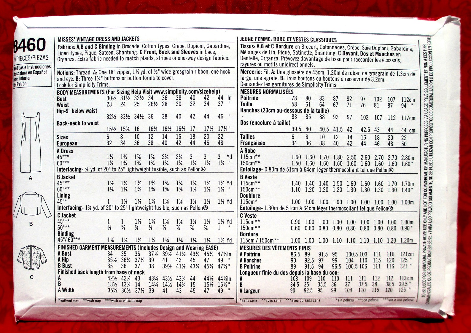 Simplicity Sewing Pattern 8460 Sheath Dress Jacket - Etsy