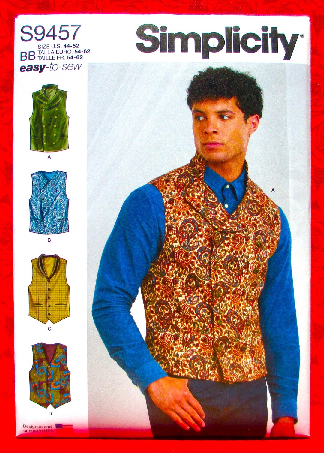 Simplicity Easy Sewing Pattern S9457, Men's Vest, Waistcoat, Single ...