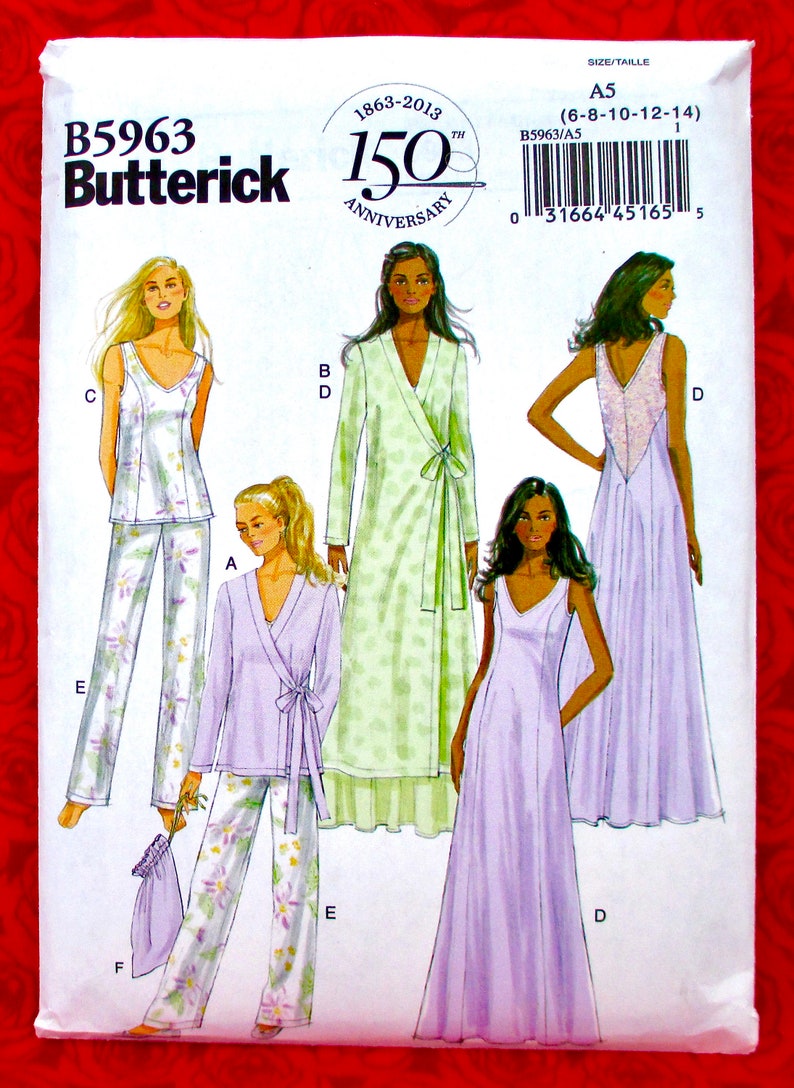 Butterick Easy Sewing Pattern B5963 Robe Nightgown Pajamas - Etsy UK