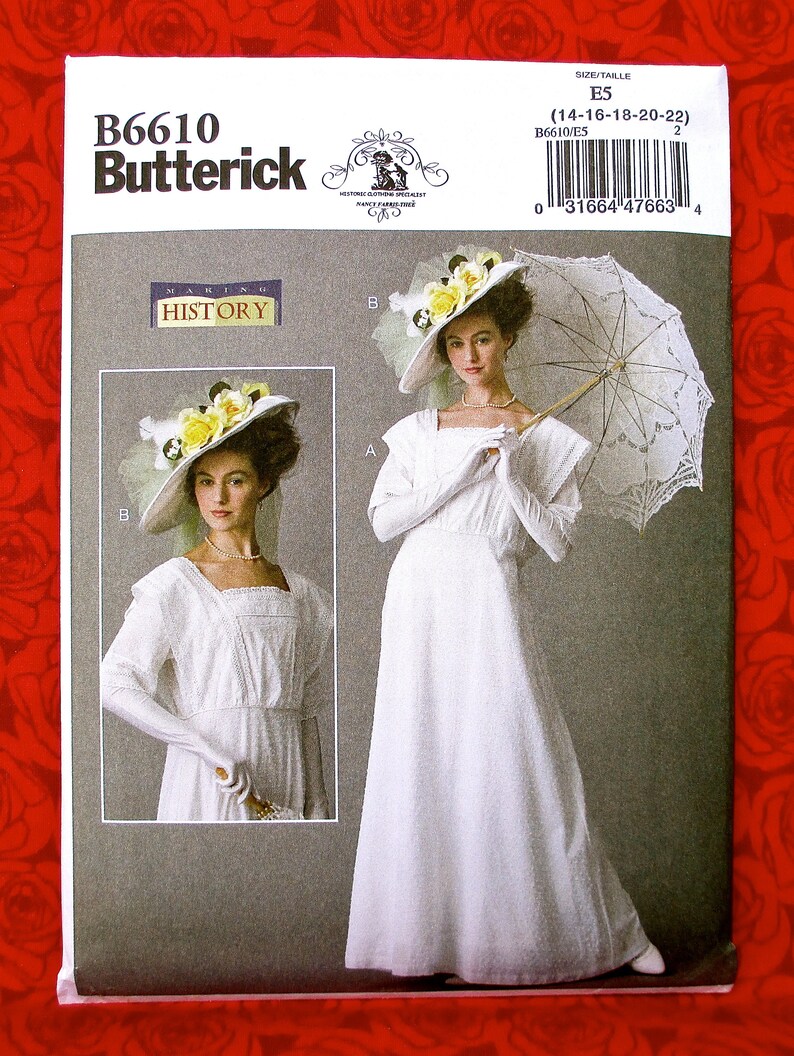 Butterick Sewing Pattern B6610 Edwardian Dress Hat - Etsy