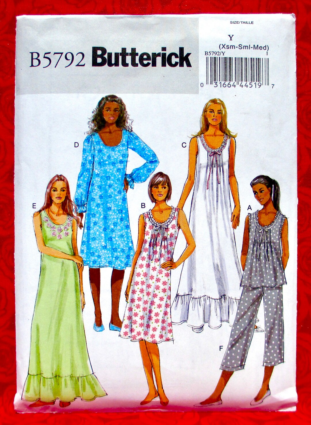 Butterick Easy Sewing Pattern B5792, Nightgown, Pajamas, Loose Fit ...