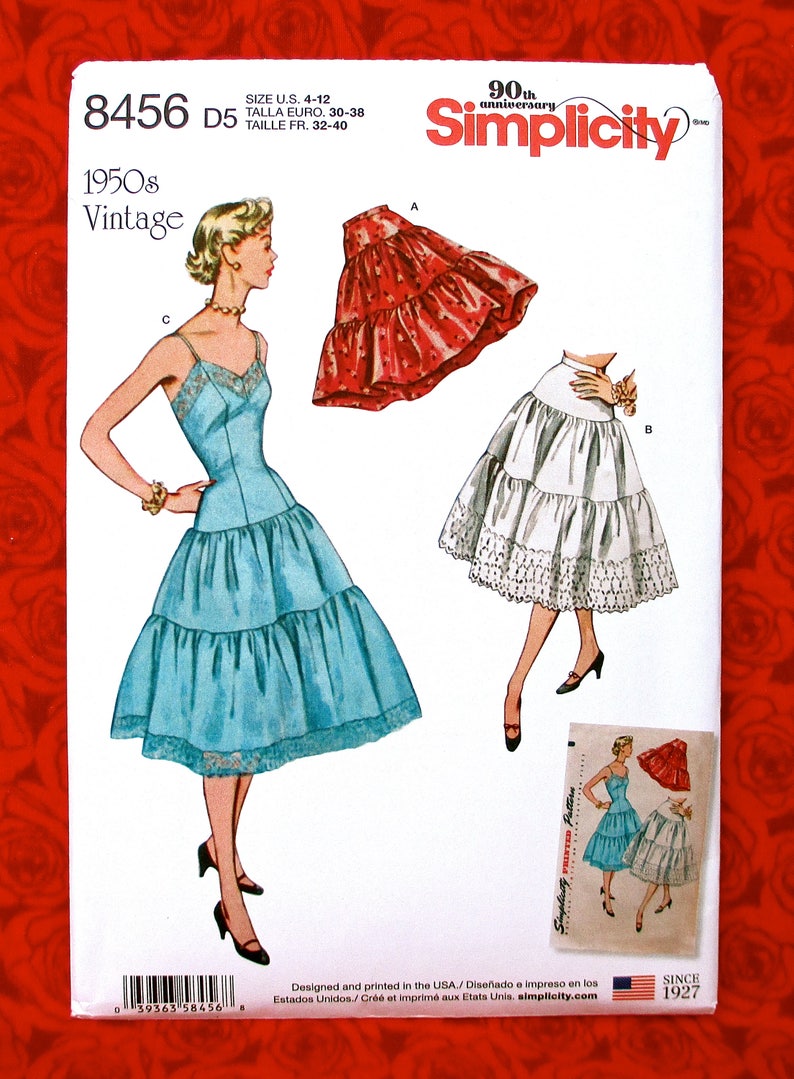 Simplicity Sewing Pattern 8456 Petticoat Full Slip Retro | Etsy