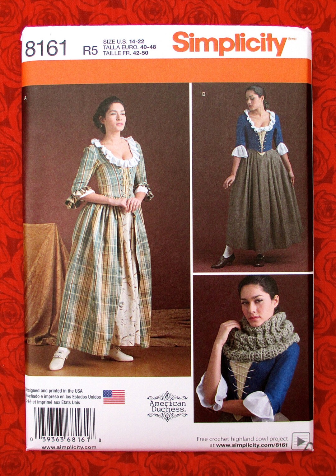Simplicity Sewing Pattern 8161, 1700's Highland Gown Dress Bodice ...