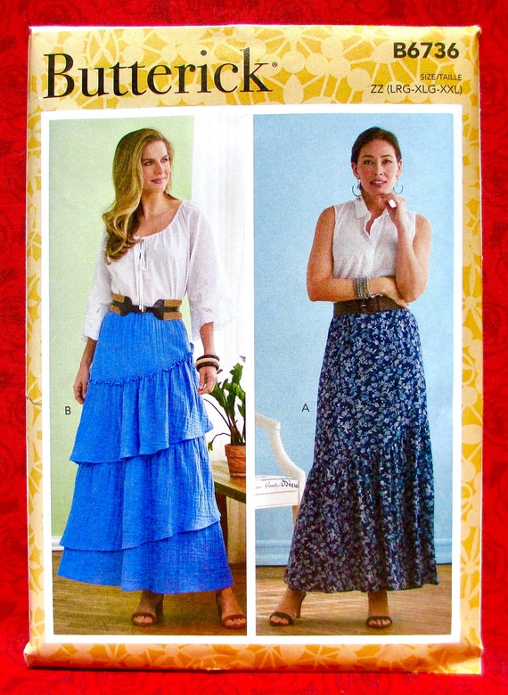 Butterick Sewing Pattern B6736 Tiered Maxi Skirt Boho | Etsy