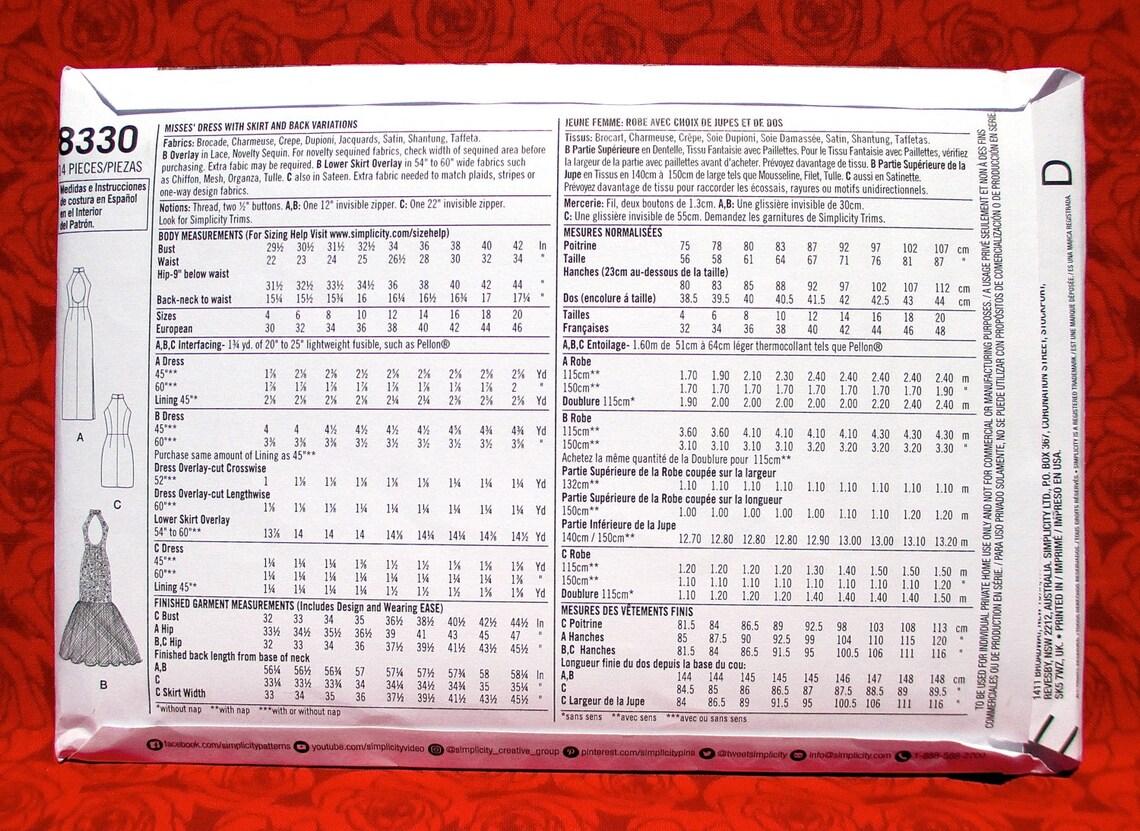 Simplicity Sewing Pattern 8330 Formal Halter Dress Evening - Etsy