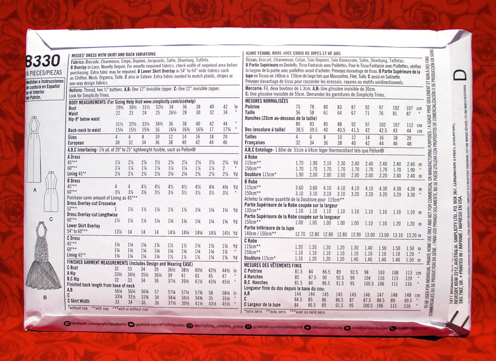 Simplicity Sewing Pattern 8330 Formal Halter Dress Evening - Etsy