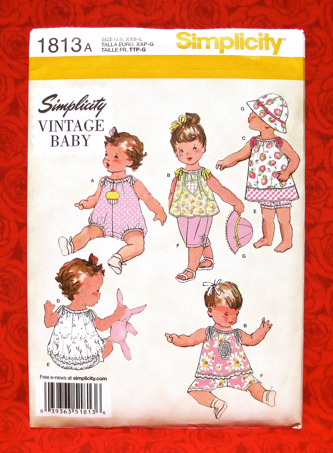 Simplicity Sewing Pattern 1813 Girl Romper Dress Top Pants Panties Hat ...