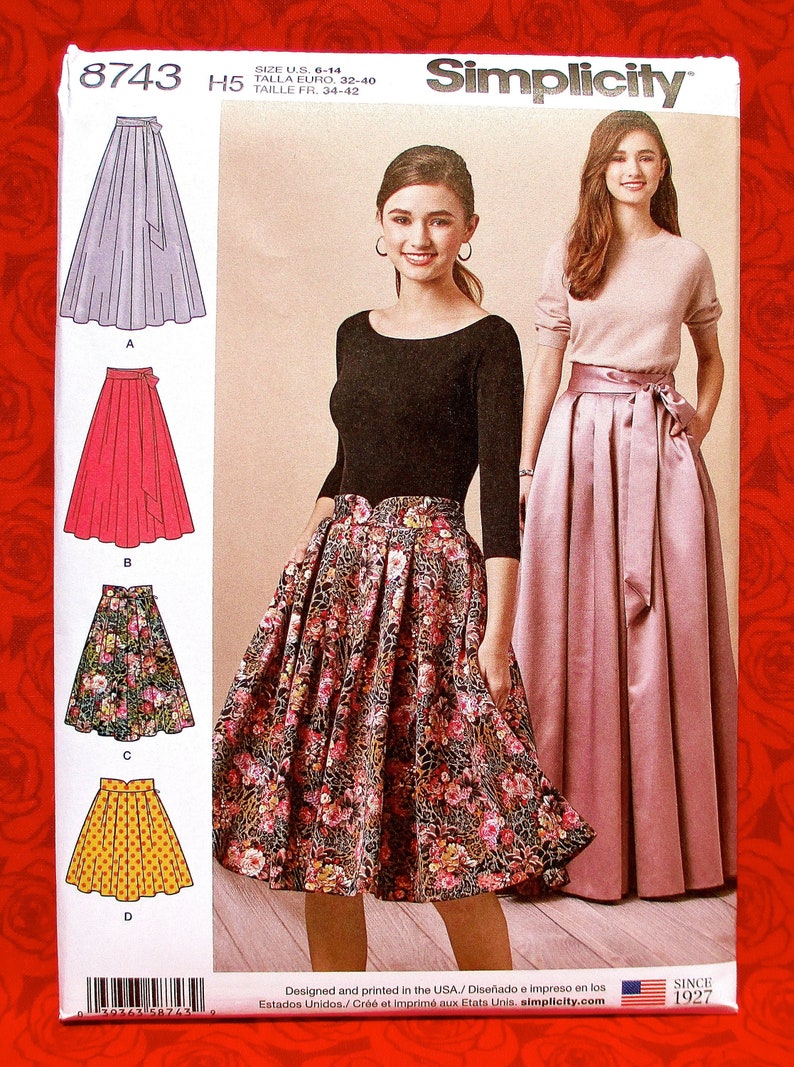Simplicity Sewing Pattern 8743 Pleated Skirt Sash Classic - Etsy