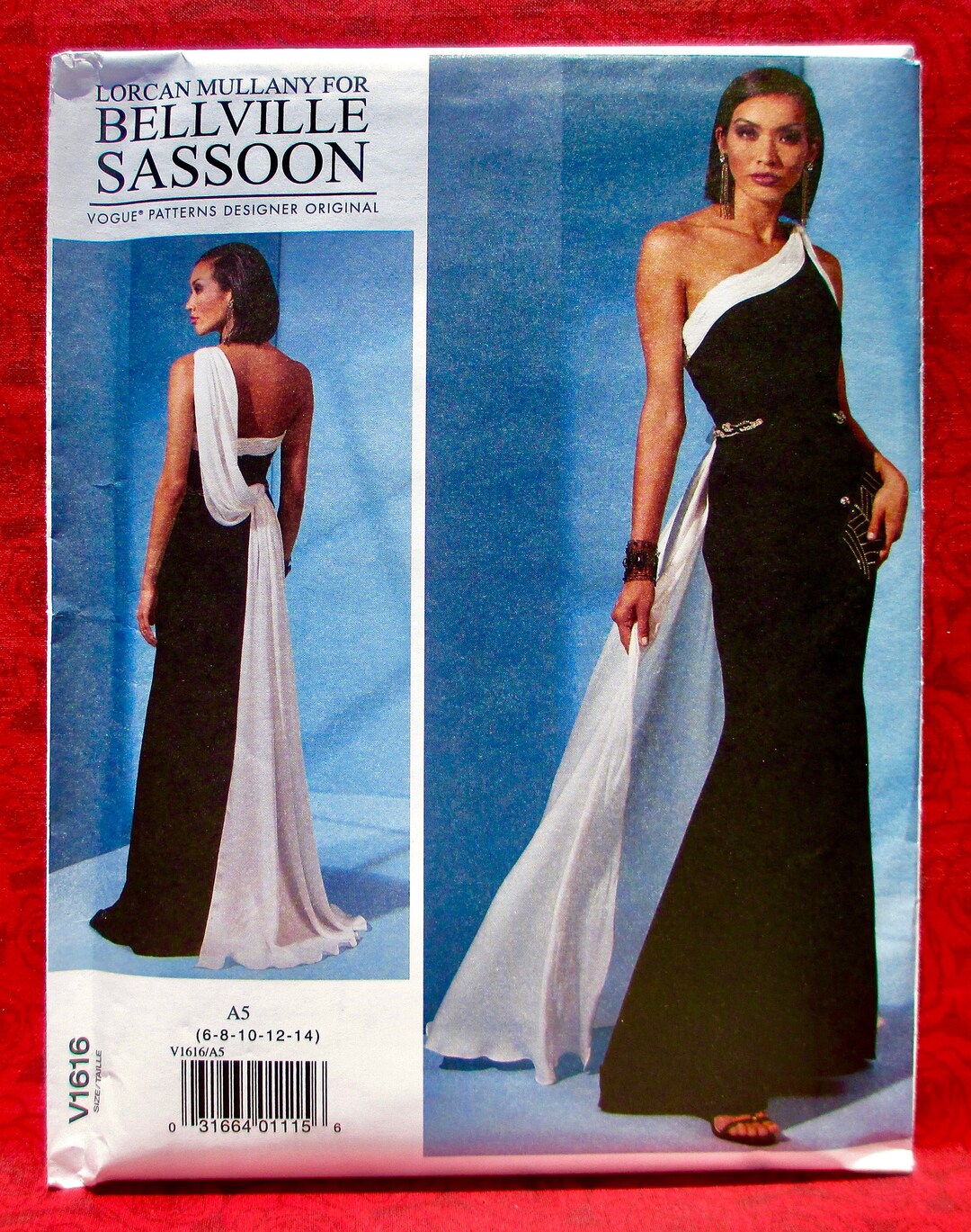 Vogue Sewing Pattern V1616 One Shoulder Evening Gown, Draped Train ...