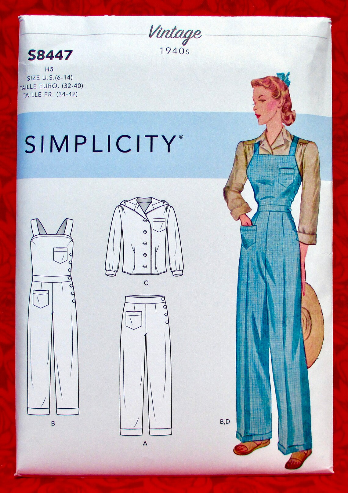 Simplicity Sewing Pattern S8447 1940's Retro Overalls | Etsy