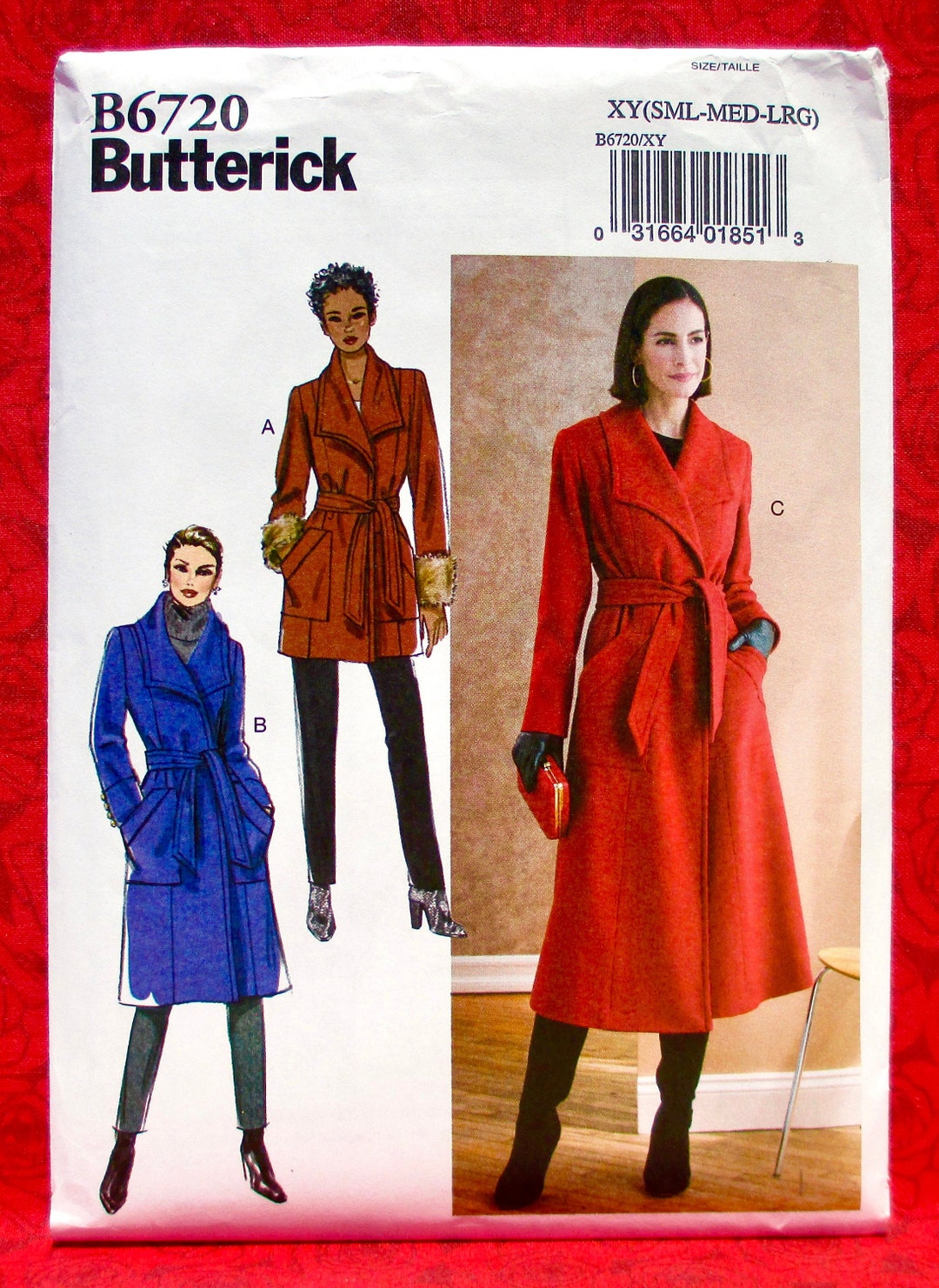 Butterick Sewing Pattern B6720 Wrap Style Coat Jacket, Belt, Wing ...