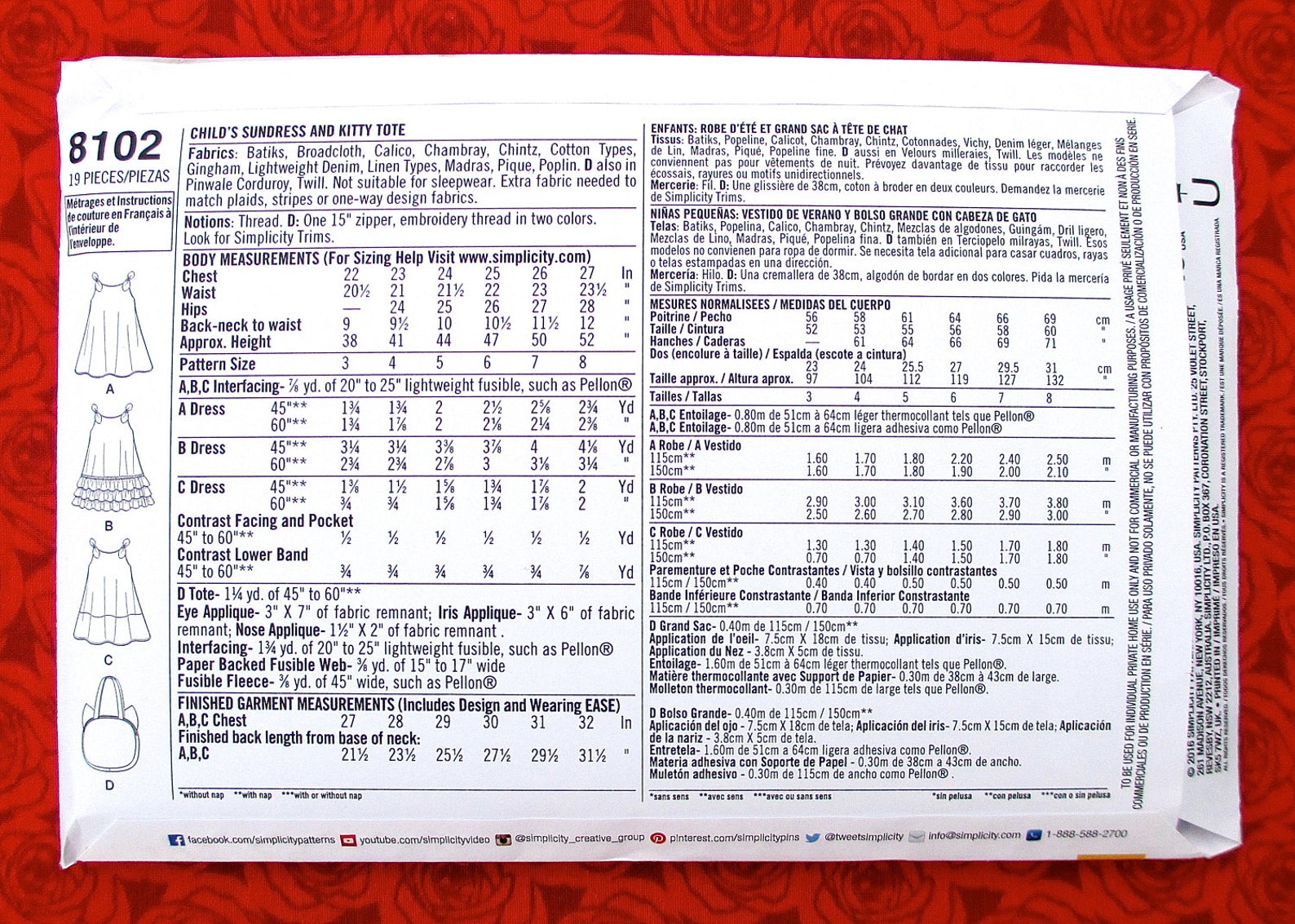 Simplicity Easy Sewing Pattern 8102 Sundress Kitty Tote Bag | Etsy