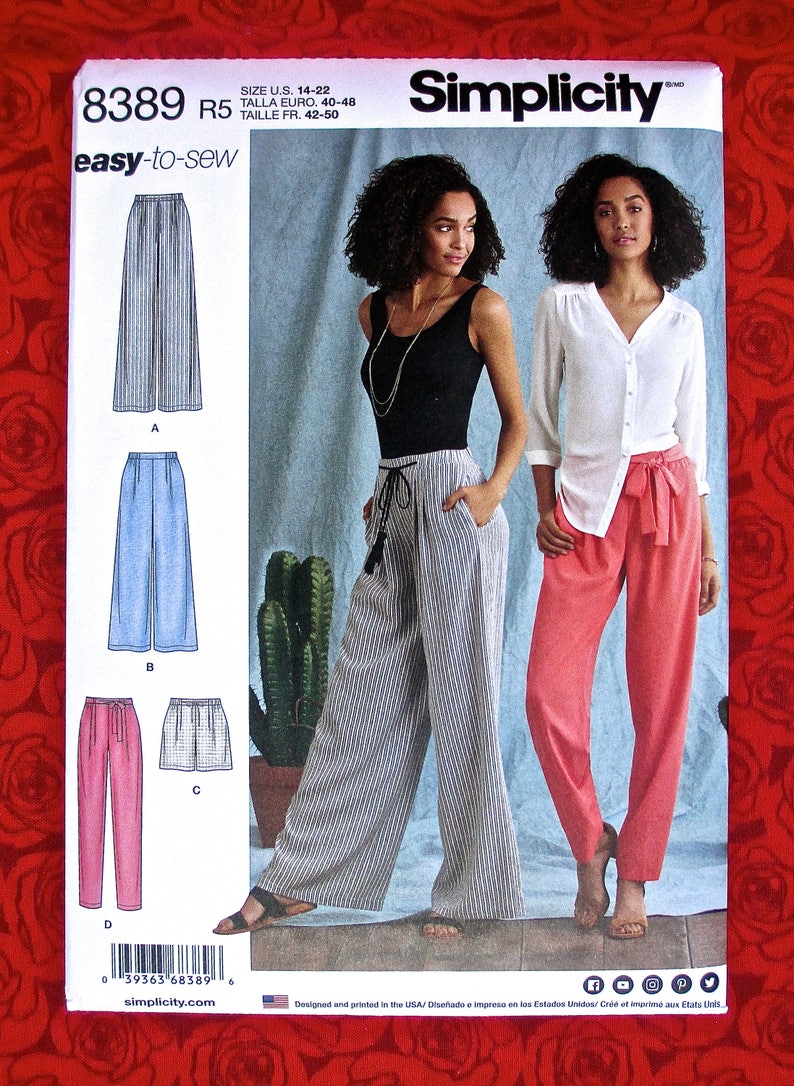 Simplicity Easy Sewing Pattern 8389 Long Pants Pull-on - Etsy