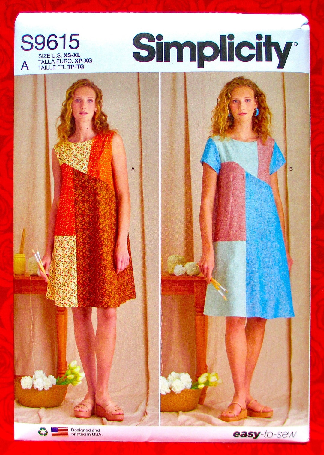 Simplicity Easy Sewing Pattern S9615, Patchwork Swing Dress, Pullover ...