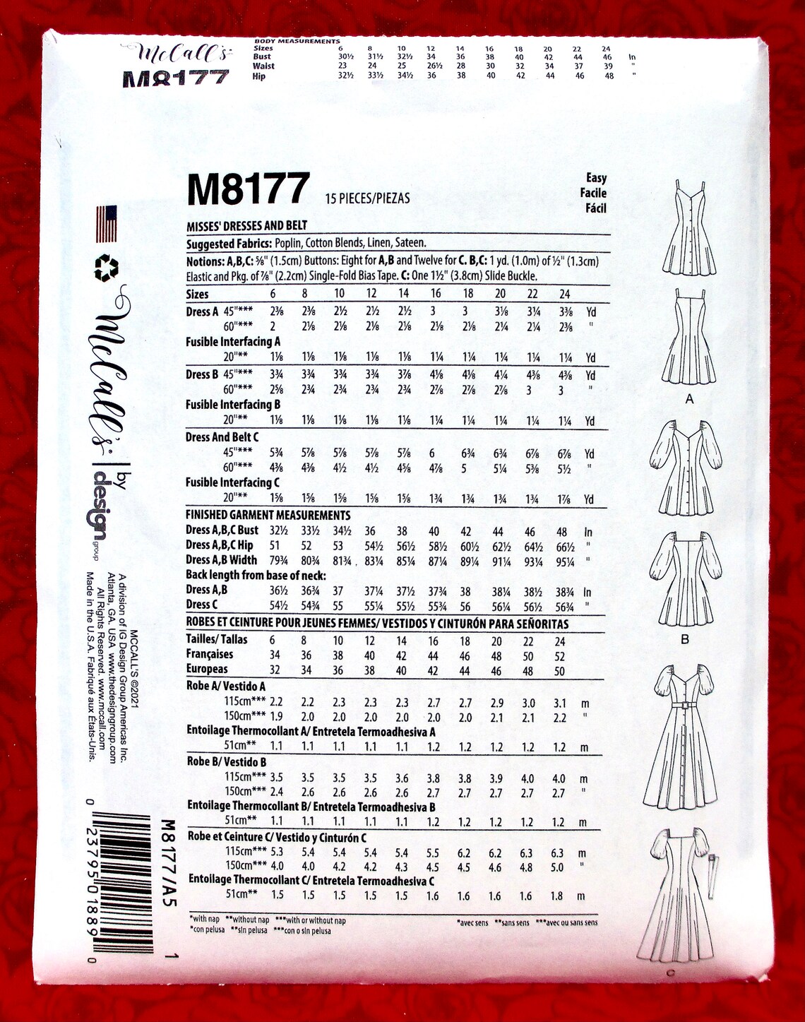 Mccall's Sewing Pattern M8177 Button Front Dress - Etsy