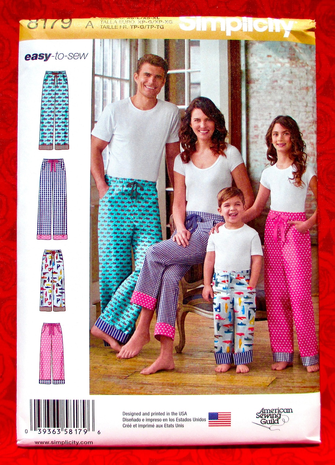 Simplicity Easy Sewing Pattern 8179 Lounge Pants, Pull-on Pajamas ...