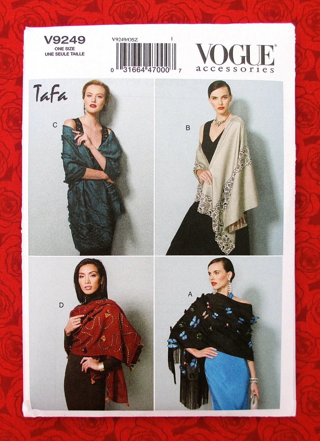 Vogue Sewing Pattern V9249, Embellished Wraps, Scarf Stole Shawl ...