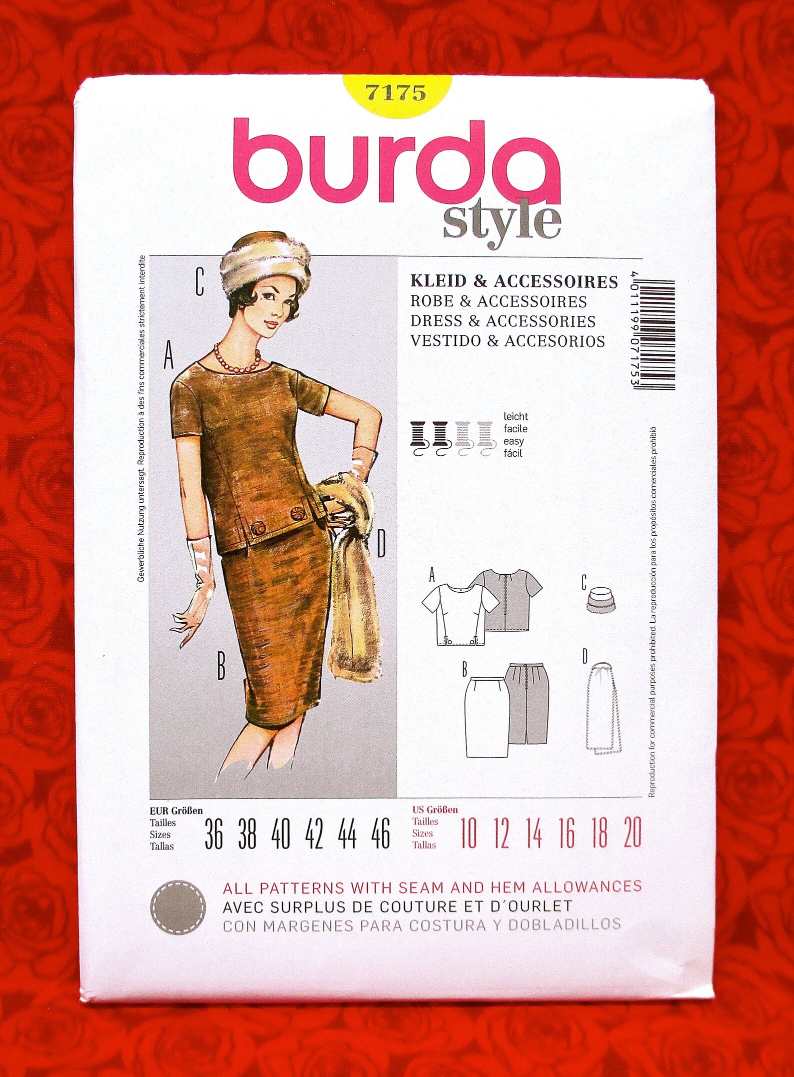 Burda Sewing Pattern 7175 2-piece Dress Fur Hat Stole Wrap - Etsy