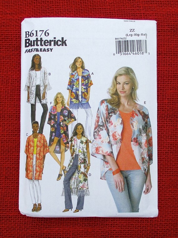 Butterick B6176 Easy Sewing Pattern Kimono Jacket Coat Hi Lo - Etsy