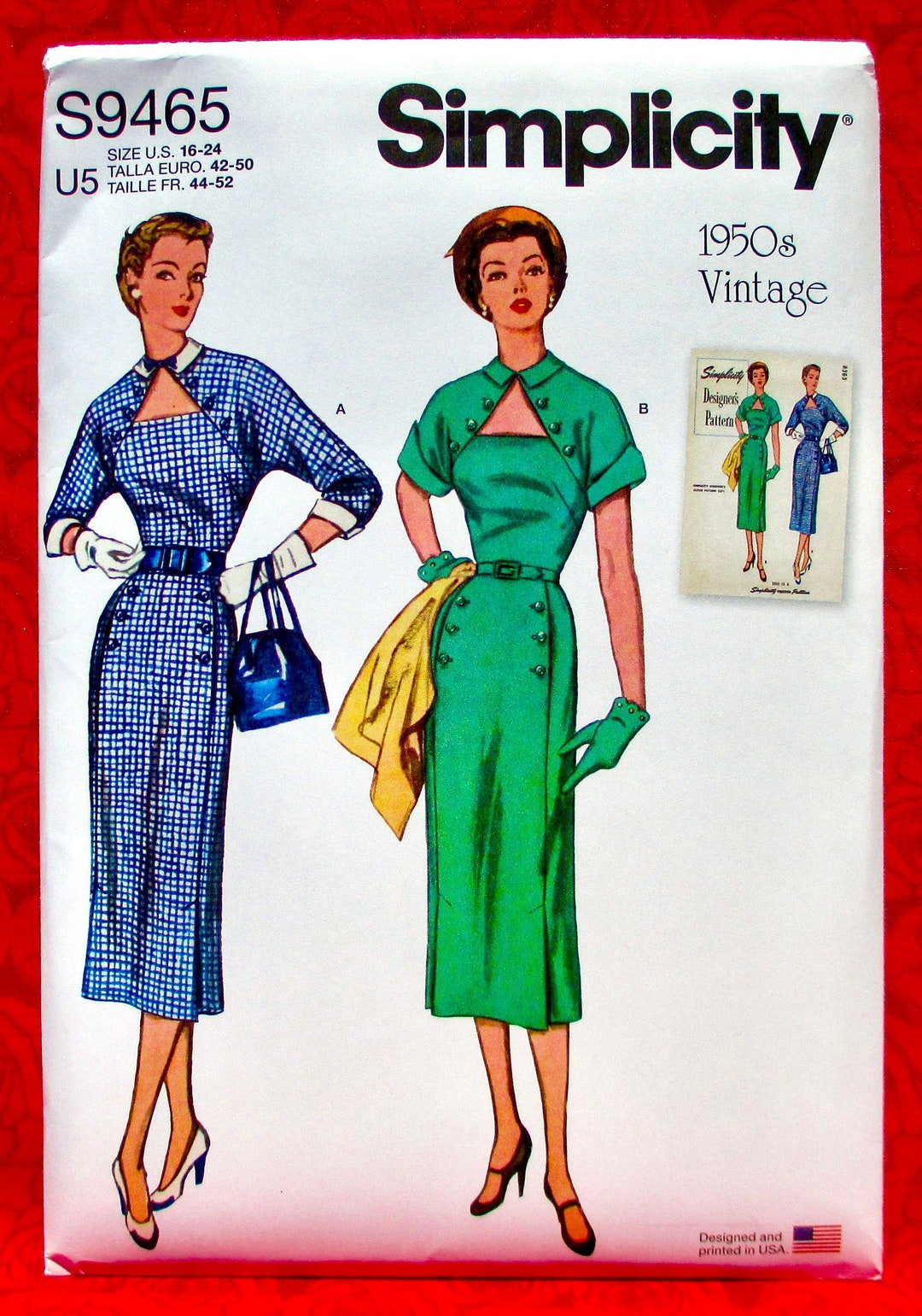 Simplicity Sewing Pattern S9465, 1950's Dress, Belt, Detachable Collar ...