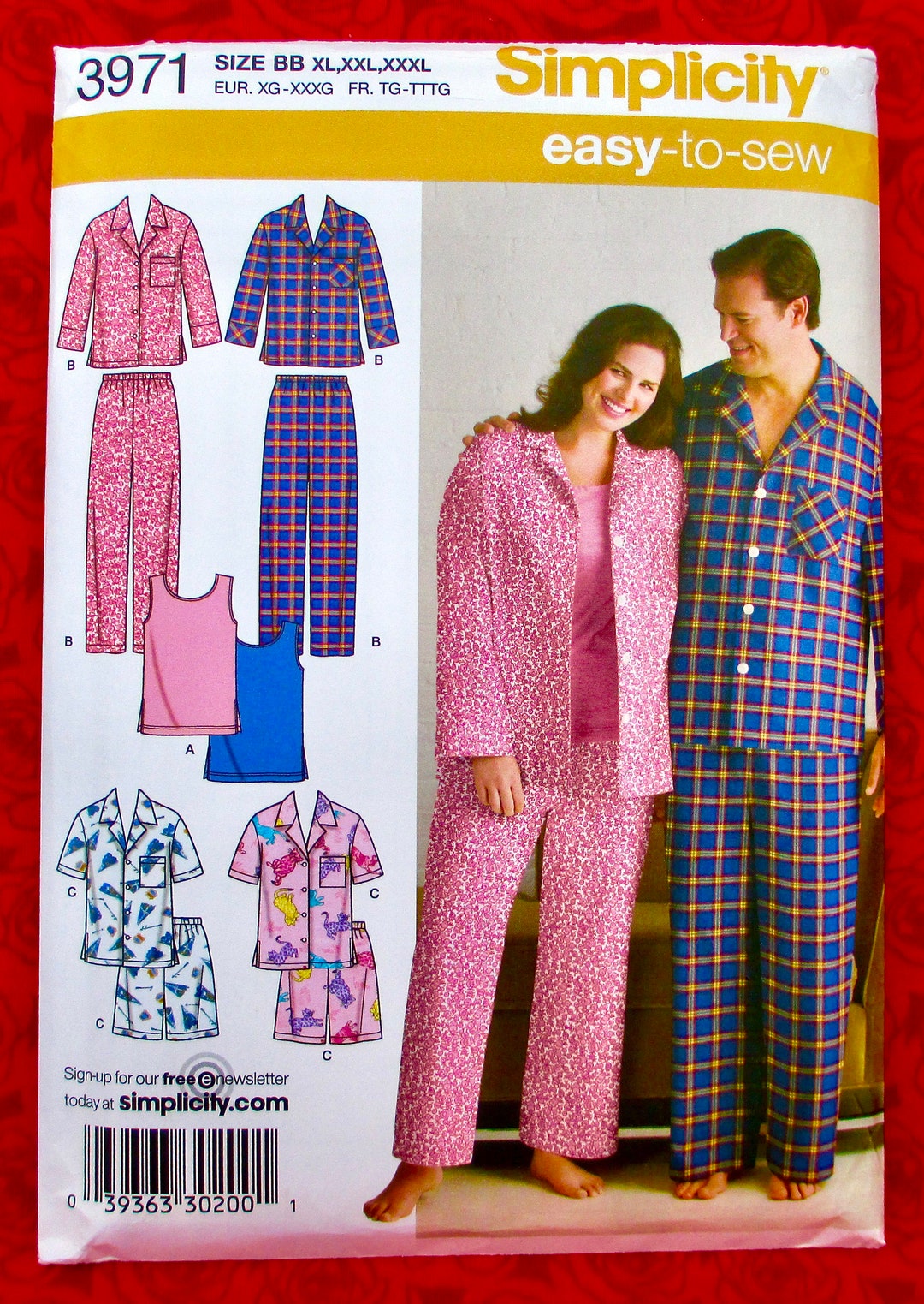 Simplicity Easy Sewing Pattern 3971 Pajama Set, Knit Tank Top, Long ...